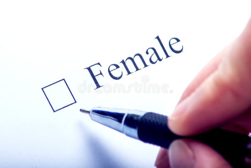 Female - Checkbox with a Cross on White Paper with Pen. Checklist ...