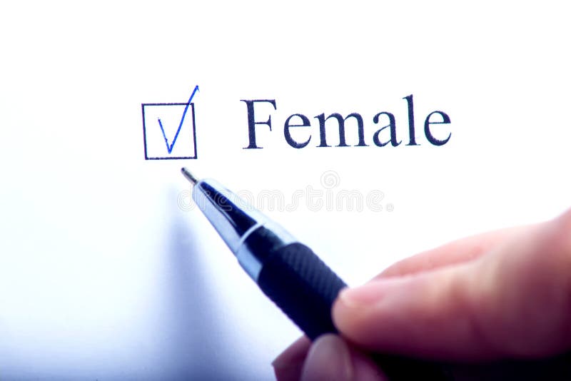 Female - Checkbox with a Cross on White Paper with Pen. Checklist ...