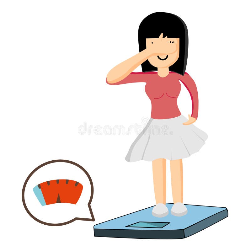 Female is Checking Her Weight on the Scale. Cartoon Stock Illustration ...