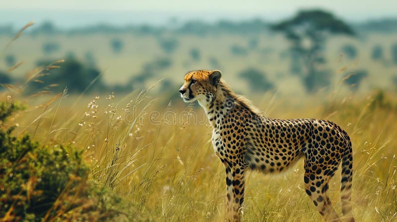 A Female Cheetah in Safari. Generative Ai Stock Illustration ...