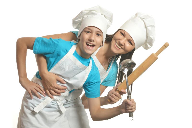 Female chef with assistant stock photo. Image of service - 43130926