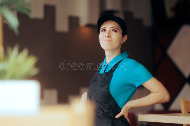 Restaurant Employee Having Back Problems from Work Injury Stock Image ...