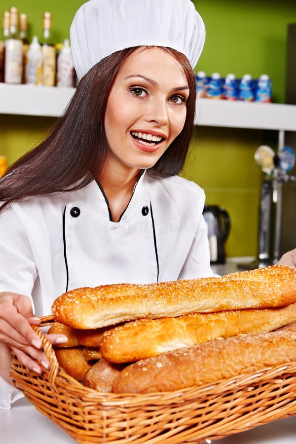 Female chef holding food. stock photo. Image of baked - 30465416