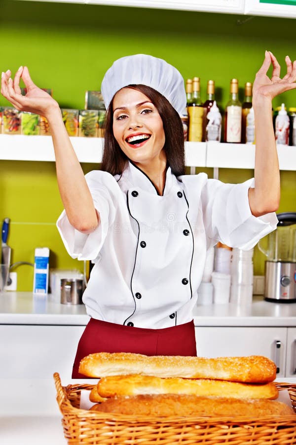 Female chef holding food. stock image. Image of buying - 34068307