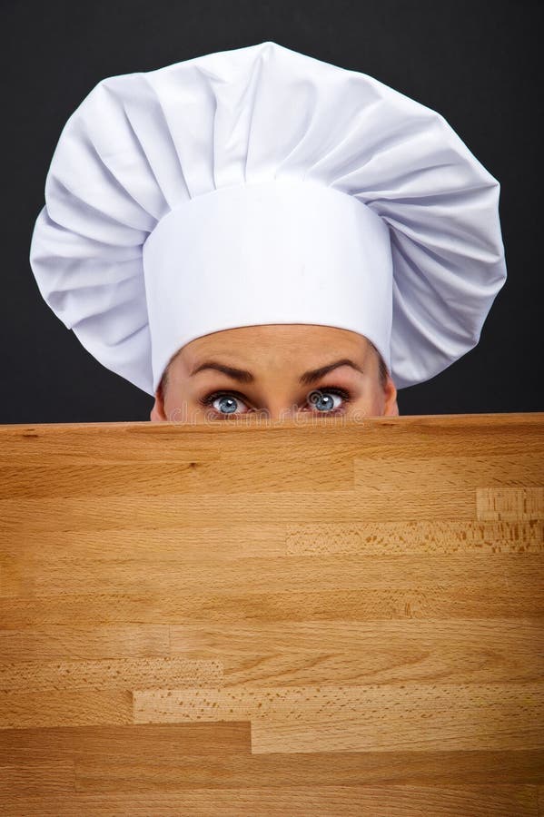 Female Chef Holding a Wooden Boards Stock Photo - Image of cooking ...