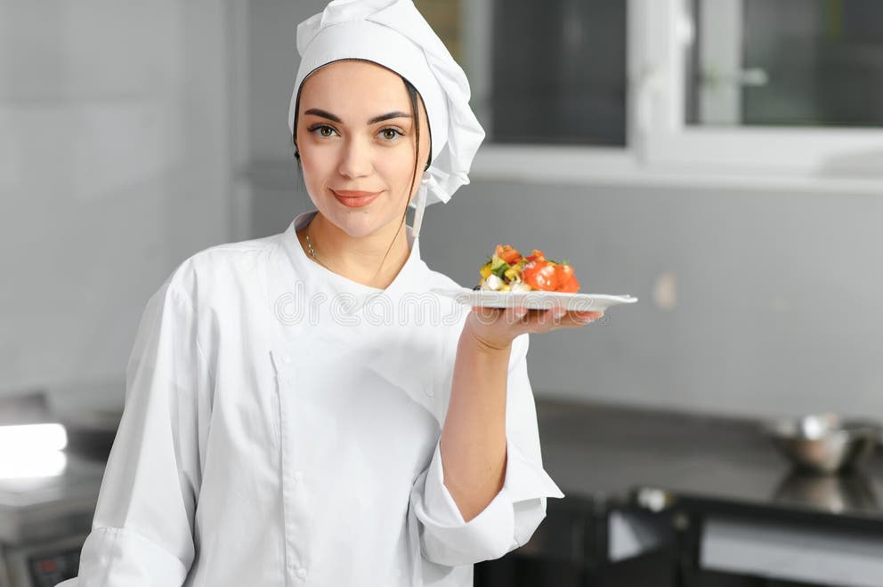 Female Chef in Kitchen. Cooking Concept Stock Image - Image of ...