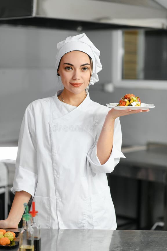 Female Chef in Kitchen. Cooking Concept Stock Image - Image of cook ...