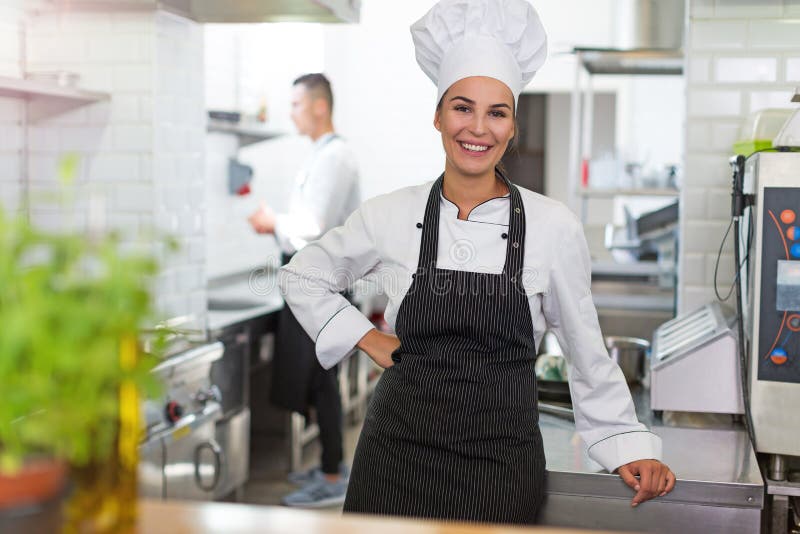 Female chef in kitchen stock photo. Image of female, hotel - 95238798