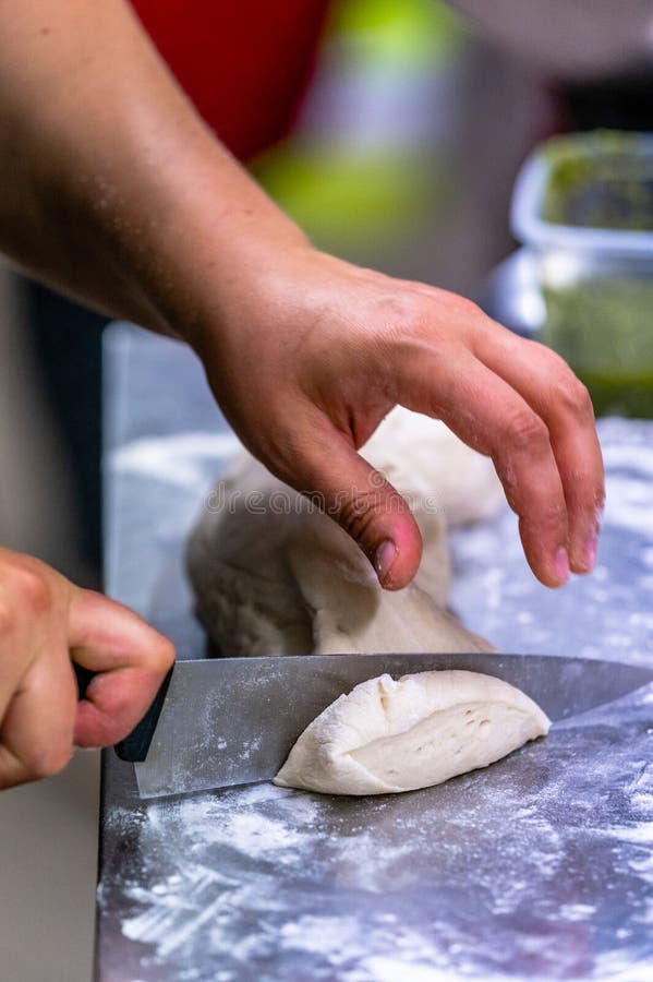 Female Chef Preparing Bread Dough for Selfmade Bread and Patties Stock ...