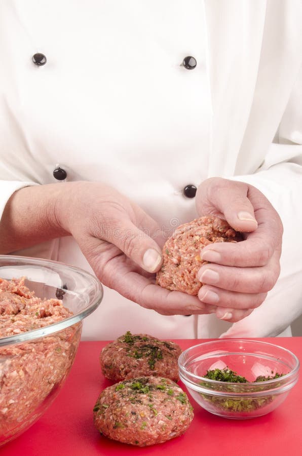Female Chef Preparing Meat Balls Stock Photo - Image of colorcoded ...