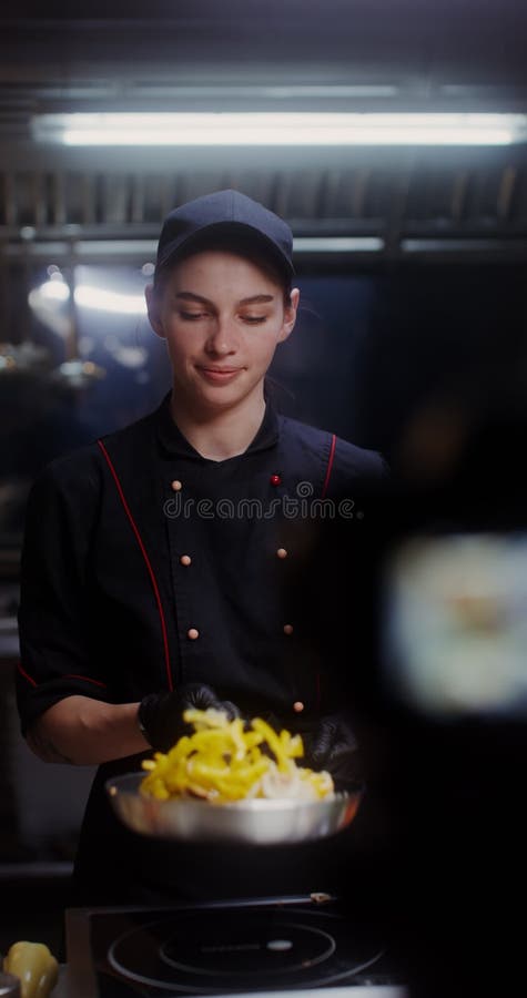 Female Chef in Restaurant Kitchen Stock Footage - Video of business ...