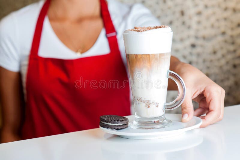 Female Chef Serving Fresh Milkshake Stock Image - Image of order, glass ...