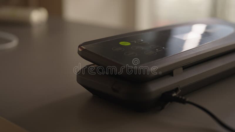 Female Chef Using Compact Vacuum Sealer with Touchscreen Interface, Preparing To Efficient Food ...
