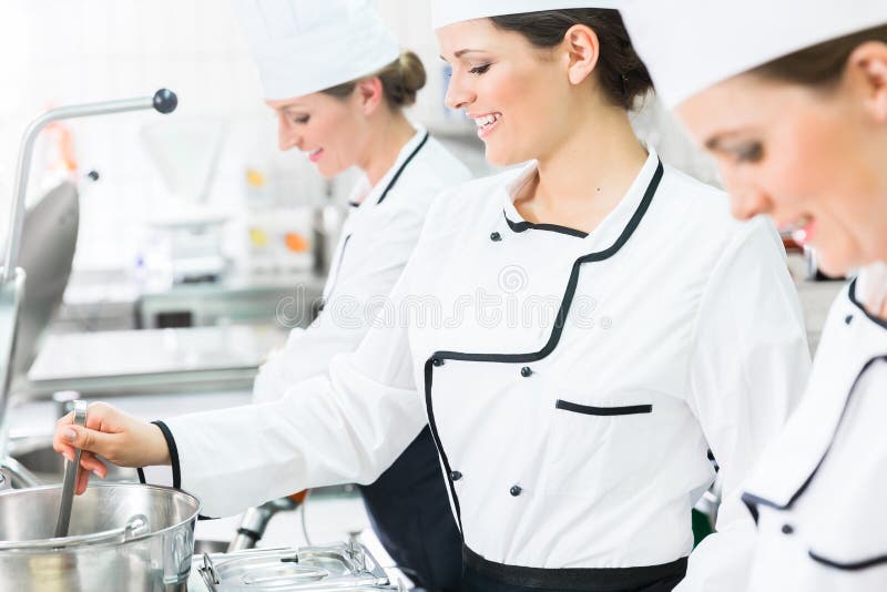 Female Chefs at Work in System Catering Stock Image - Image of dish ...