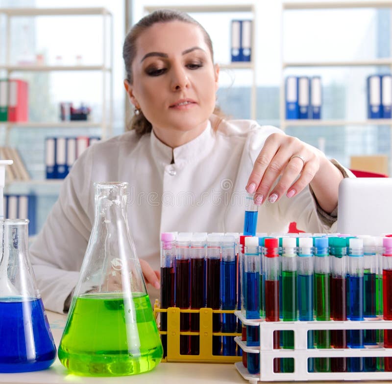 Female Chemist Working in Medical Lab Stock Photo - Image of expertise ...