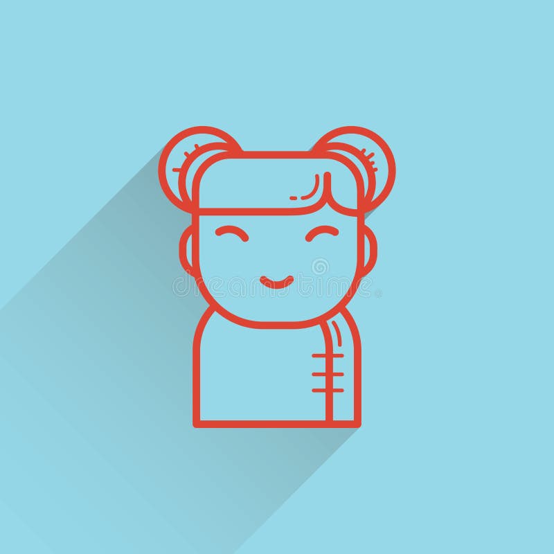Female Chinese Character. Vector Illustration Decorative Design Stock ...