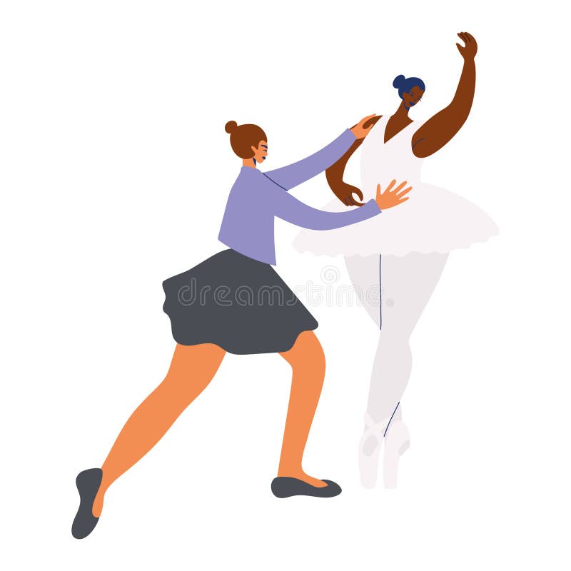 Female Choreographers Dancing Practice Vector Illustration Stock Vector ...