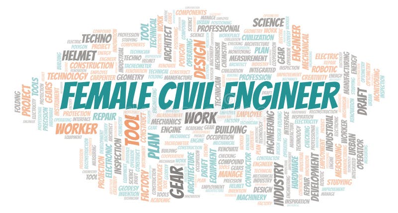 Female Civil Engineer Typography Word Cloud Create with the Text only ...