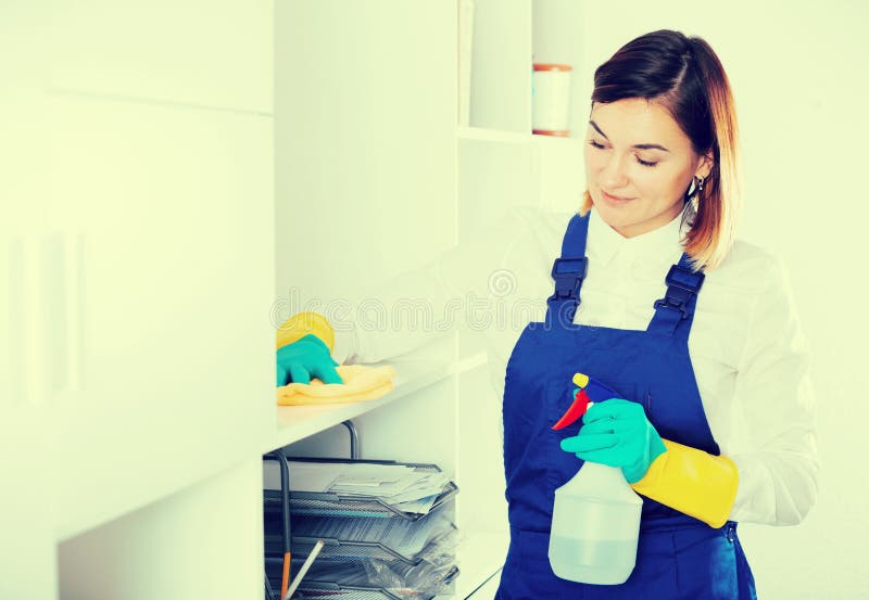 Female cleaner at work stock photo. Image of girl, occupation - 83618394