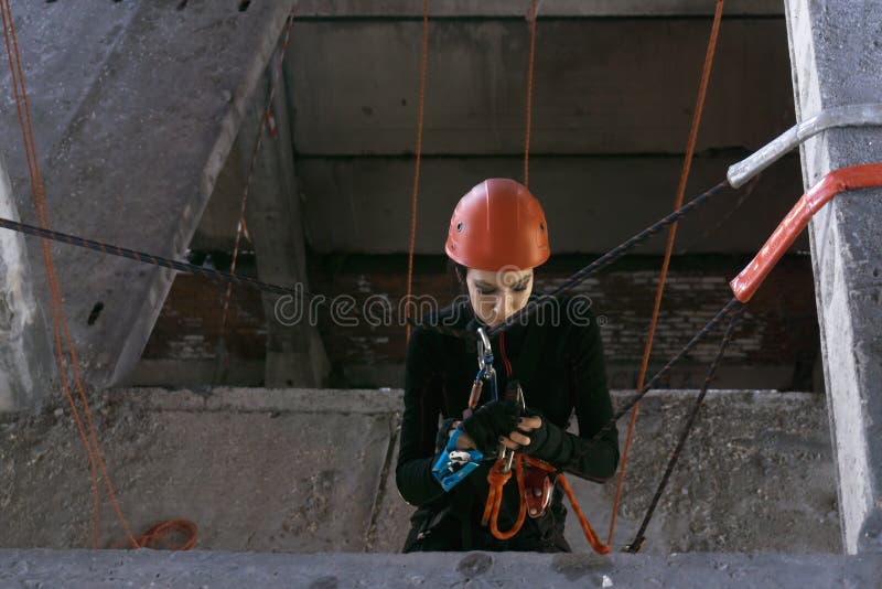 Female Climber on Traverse Closeup Stock Photo - Image of woman ...