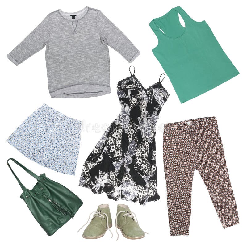 Female Clothing and Accessories Stock Photo - Image of collage, pants ...