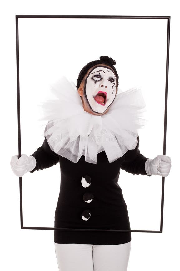 A Female Clown in a Frame is Crying Stock Photo - Image of jabot ...
