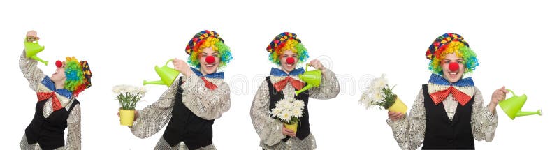 The Female Clown with Watering Can Stock Photo - Image of character ...