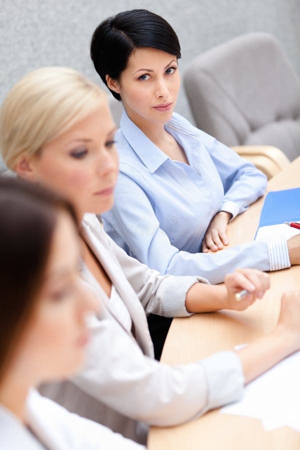 Female Colleagues Discuss Business Plan Stock Image - Image of adult ...