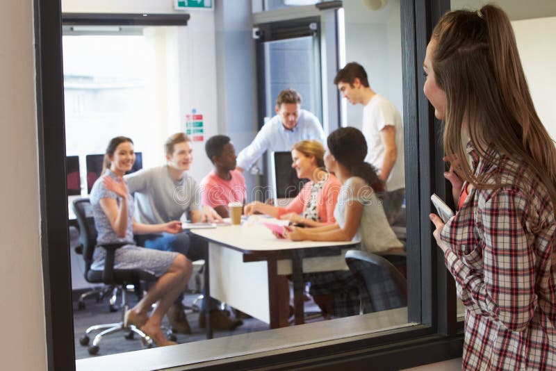 Female College Student Arriving for Tutorial Stock Photo - Image of ...