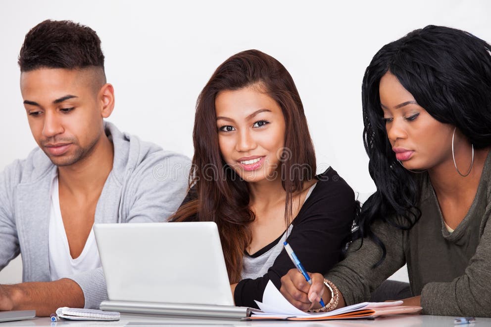 Female College Student in Computer Class Stock Image - Image of ...