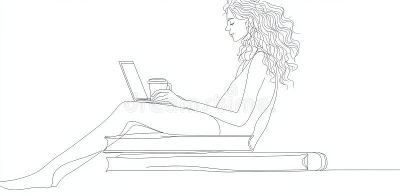Female College Student Using Laptop Computer on Lap, Modern ...