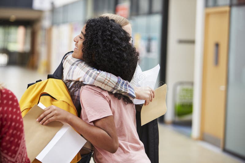 Female College Students Celebrating Exam Results Stock Image - Image of ...