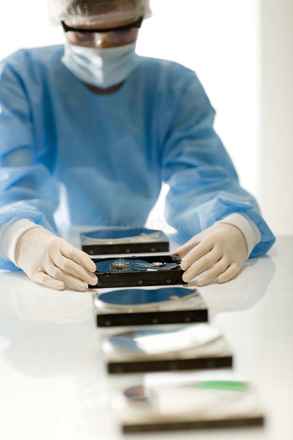 Female Computer Engineer Repair Hard Disc Defect Stock Image - Image of ...