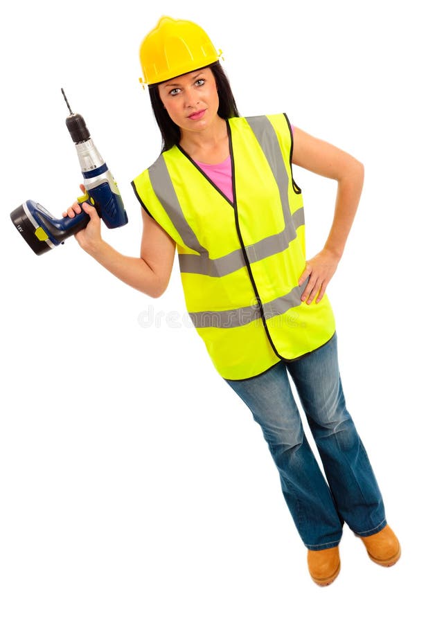 Construction Girl stock image. Image of female, drill - 20622251