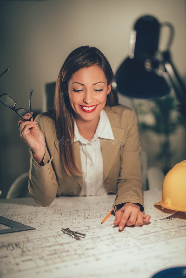 Female Construction Engineer Stock Image - Image of helmet ...