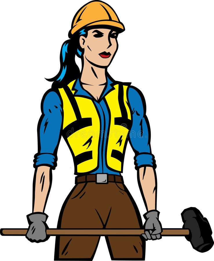 Female Construction Worker stock vector. Illustration of renovate ...