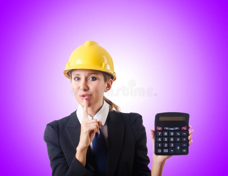 Female Construction Worker with Calculator Stock Photo - Image of ...