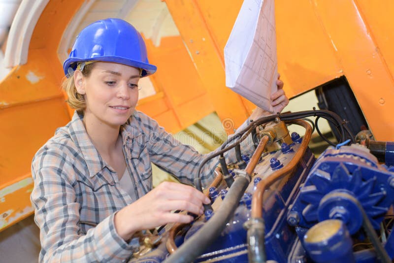 Female Construction Worker with Heavy Equipment Stock Image - Image of ...