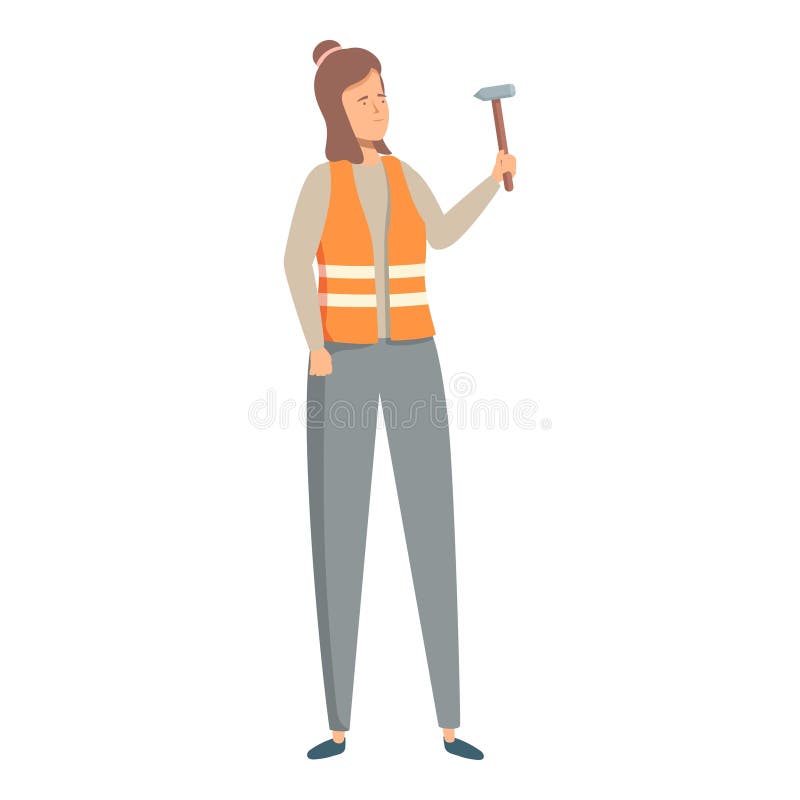 Construction Worker is Holding a Hammer, Ready To Build Stock Vector ...
