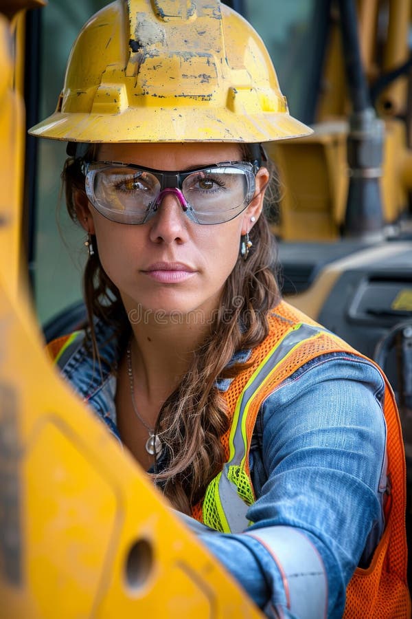 Female Construction Worker Operating Bulldozer Stock Illustration ...