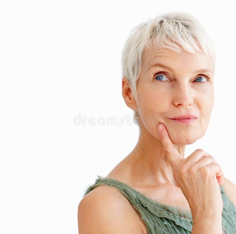 Female in a Contemplative with Finger Stock Image - Image of finger ...