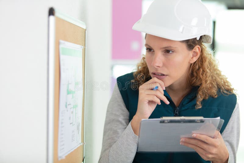 Female Contractor at Work Site Stock Photo - Image of helmet, people ...
