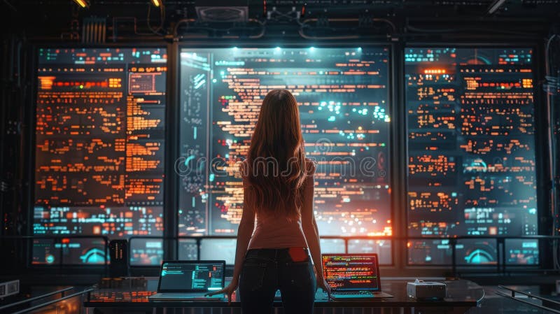 A Female Control Engineer Oversees the Operation of the System. the ...