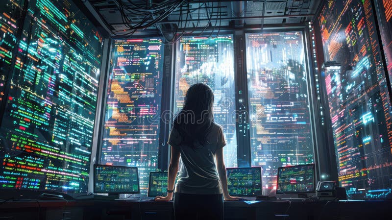 A Female Control Engineer Oversees the Operation of the System. the ...
