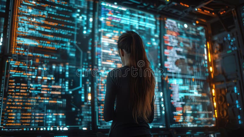 A Female Control Engineer Oversees the Operation of the System. the ...