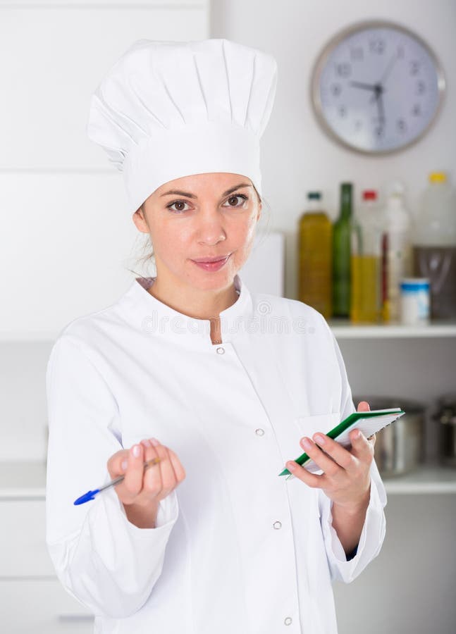 Female cook in cafe stock image. Image of restaurant - 270424685