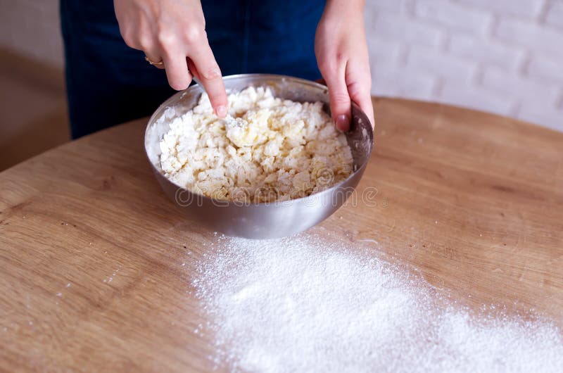 The Female Cook Cooks Dough for Pastries Stock Image - Image of ...