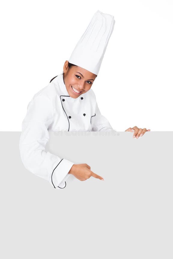 Female Cook Standing Behind the Placard Stock Image - Image of ...