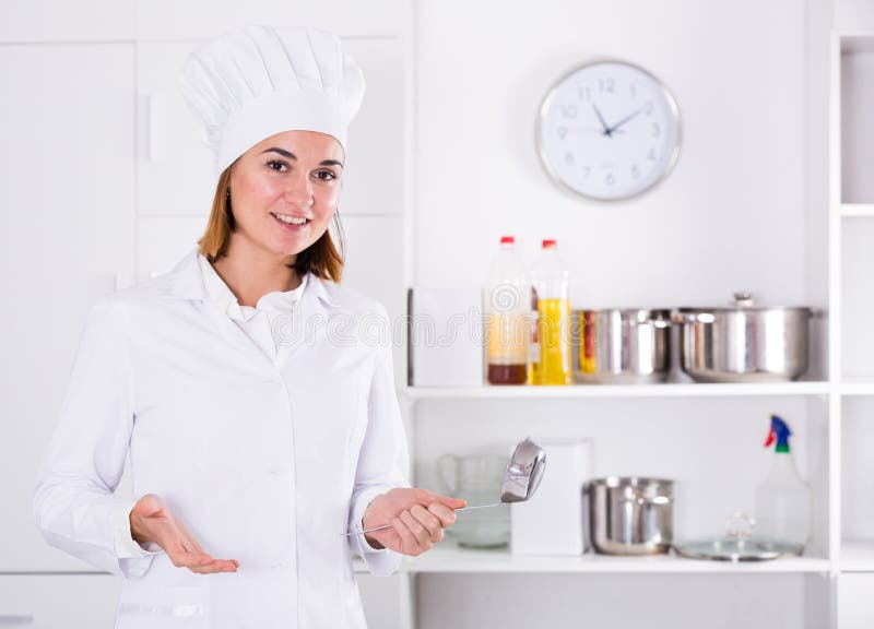 Female cook at work stock photo. Image of neat, imaginative - 83617664