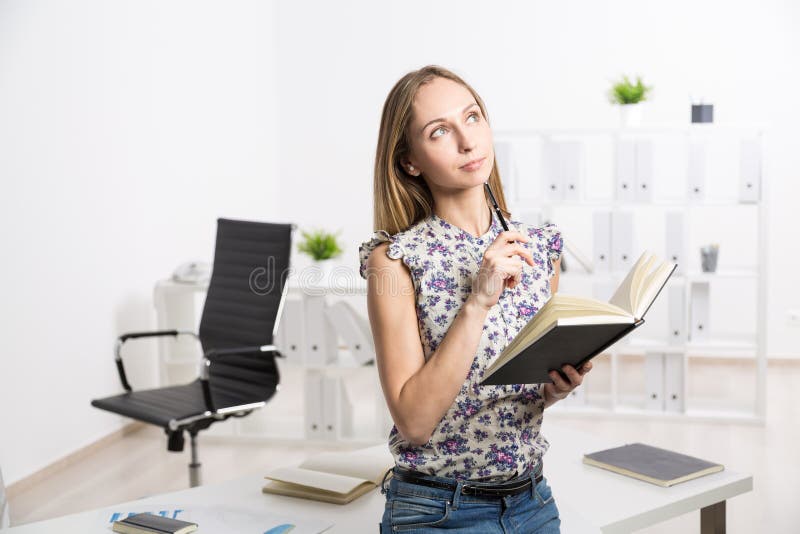 Female with copybook stock photo. Image of attractive - 70677006